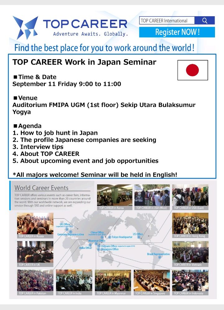 “TOP CAREER Work in Japan Seminar with Mr. Ryohei Kikuchi” – Fakultas MIPA