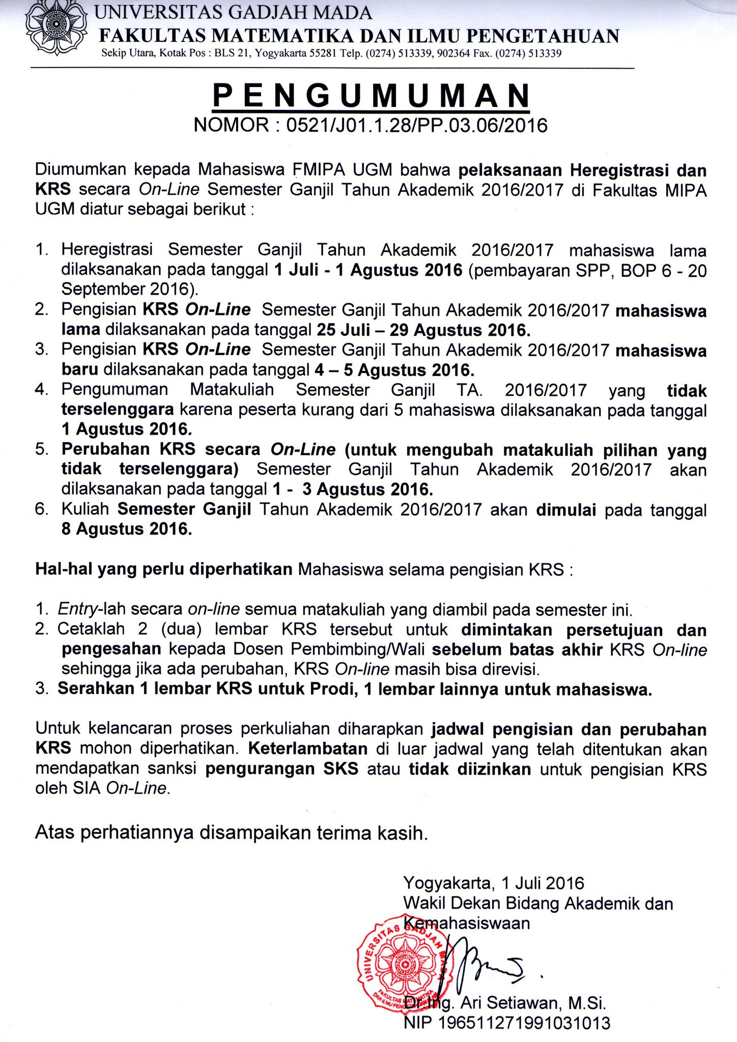Pelaksanaan Heregistrasi dan KRS Semester Ganjil TA 2016/2017 ... Pelaksanaan Heregistrasi dan KRS Semester Ganjil TA 2016/2017 ...